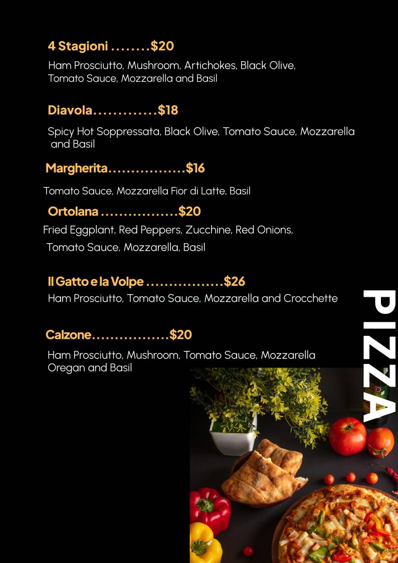 Menu at Il Gatto e la Volpe Woodbridge restaurant, Vaughan
