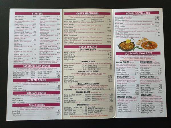 Menu at Moghul Burley fast food, Ilkley, 111 Main St