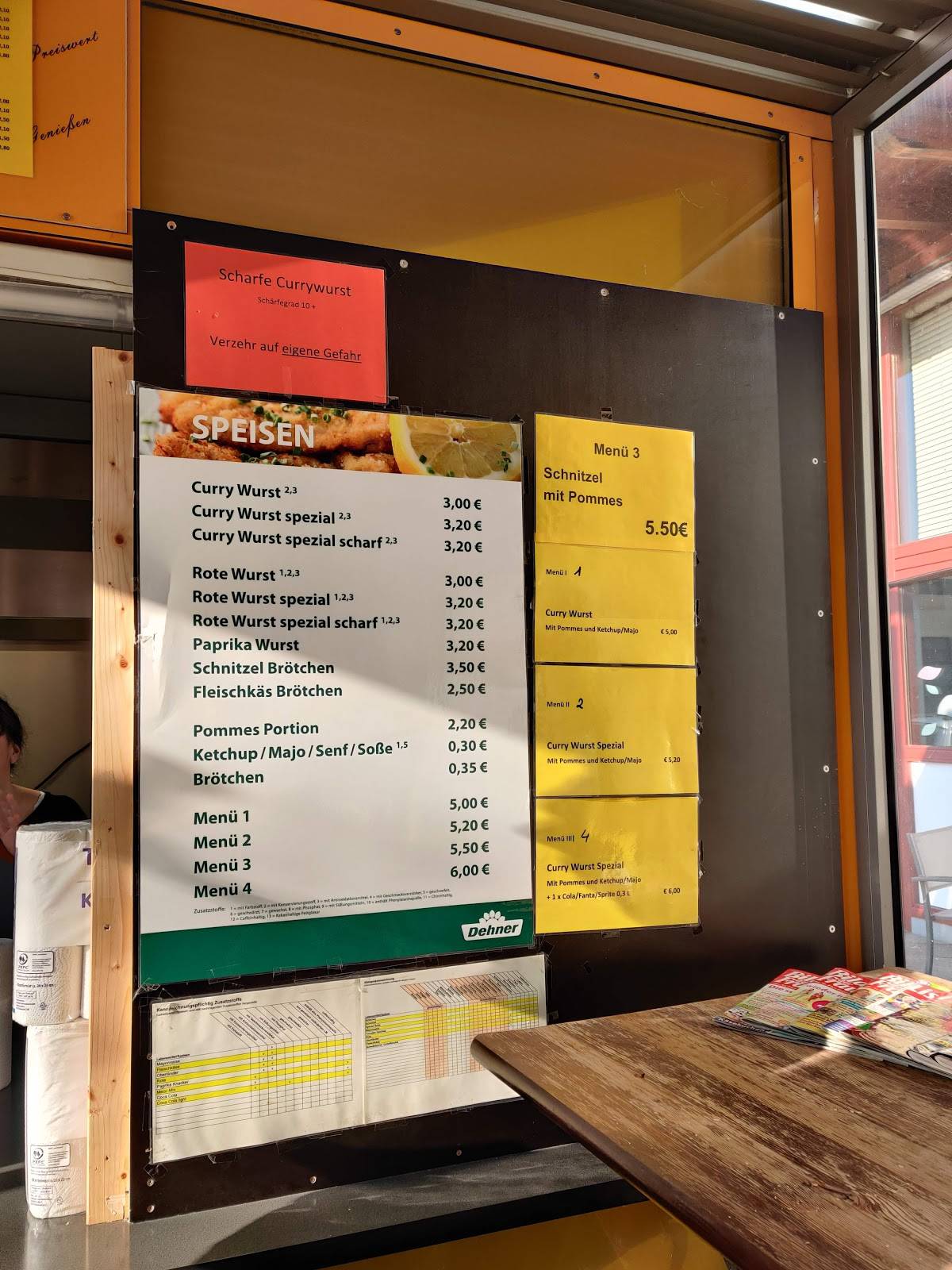 Speisekarte von Imbiss am Dehner restaurant, Stuttgart