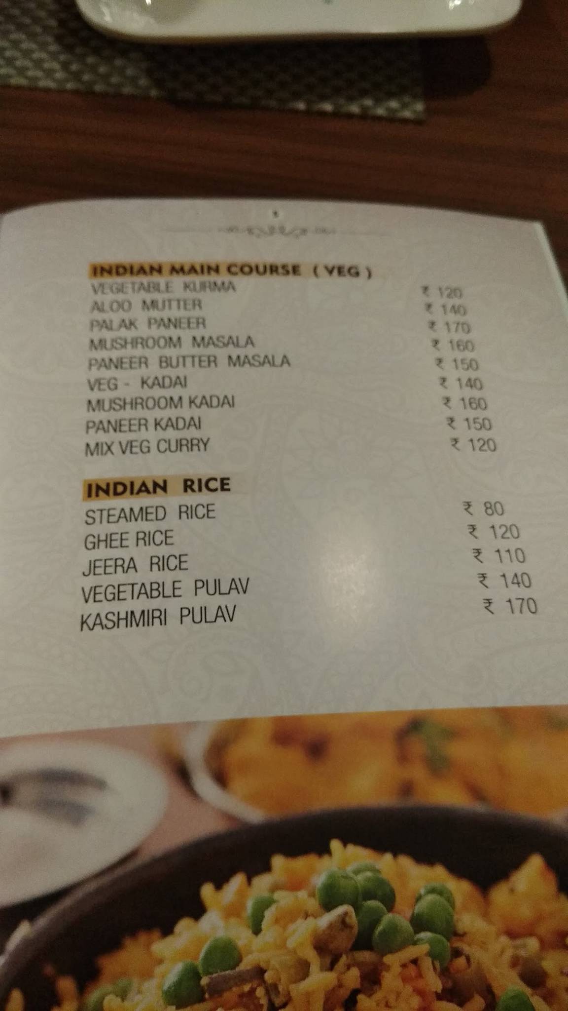 Menu at India Gate, Thrissur, Kalliyath Royal Square