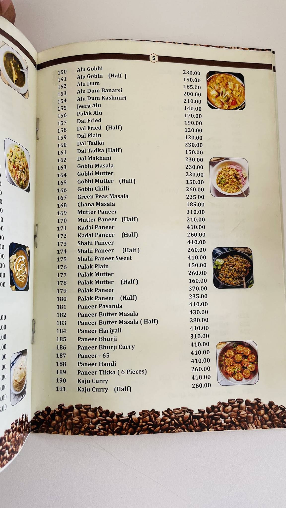 Menu at Indian coffee house, Bhopal, Indian Coffee House Building