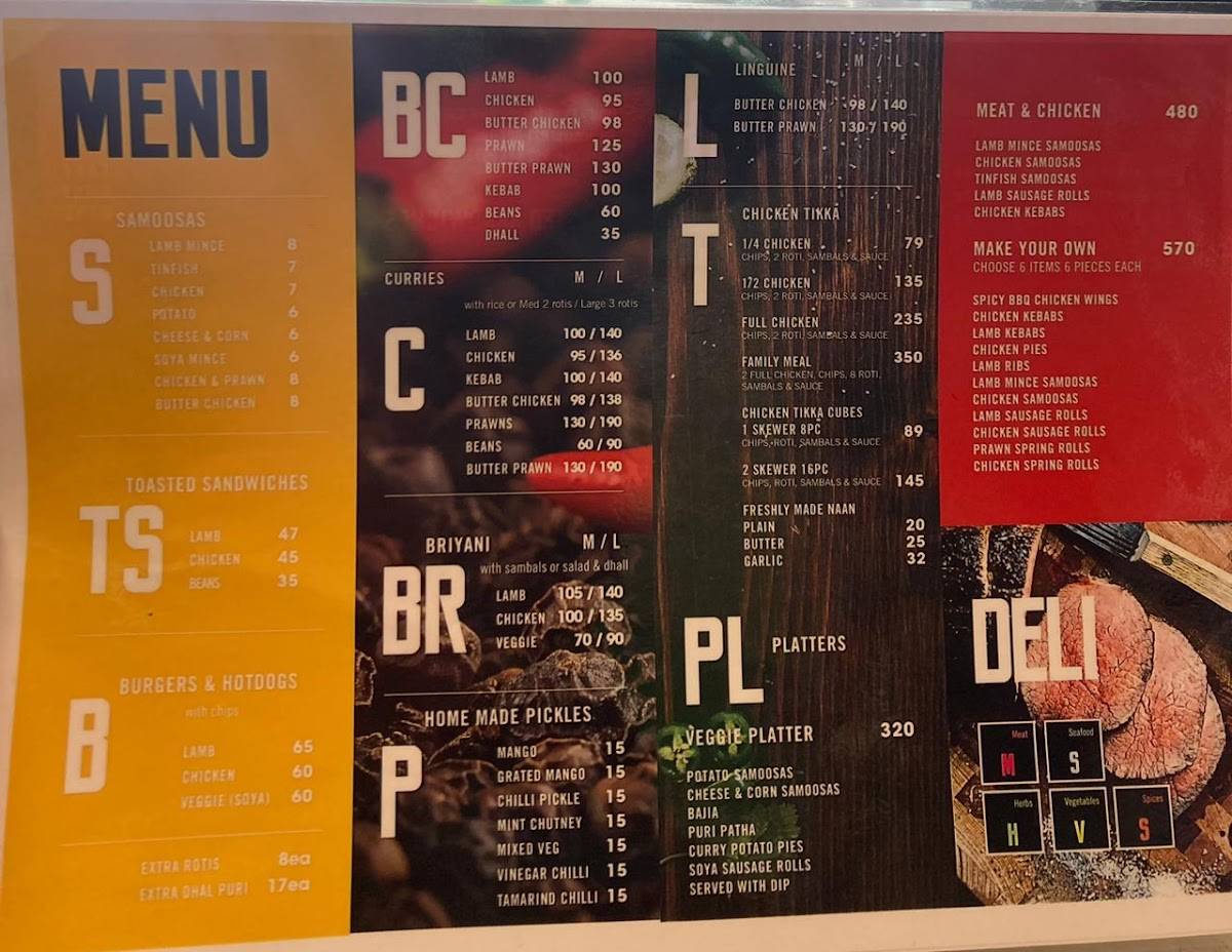 Menu at Indigo Bellville restaurant, Cape Town