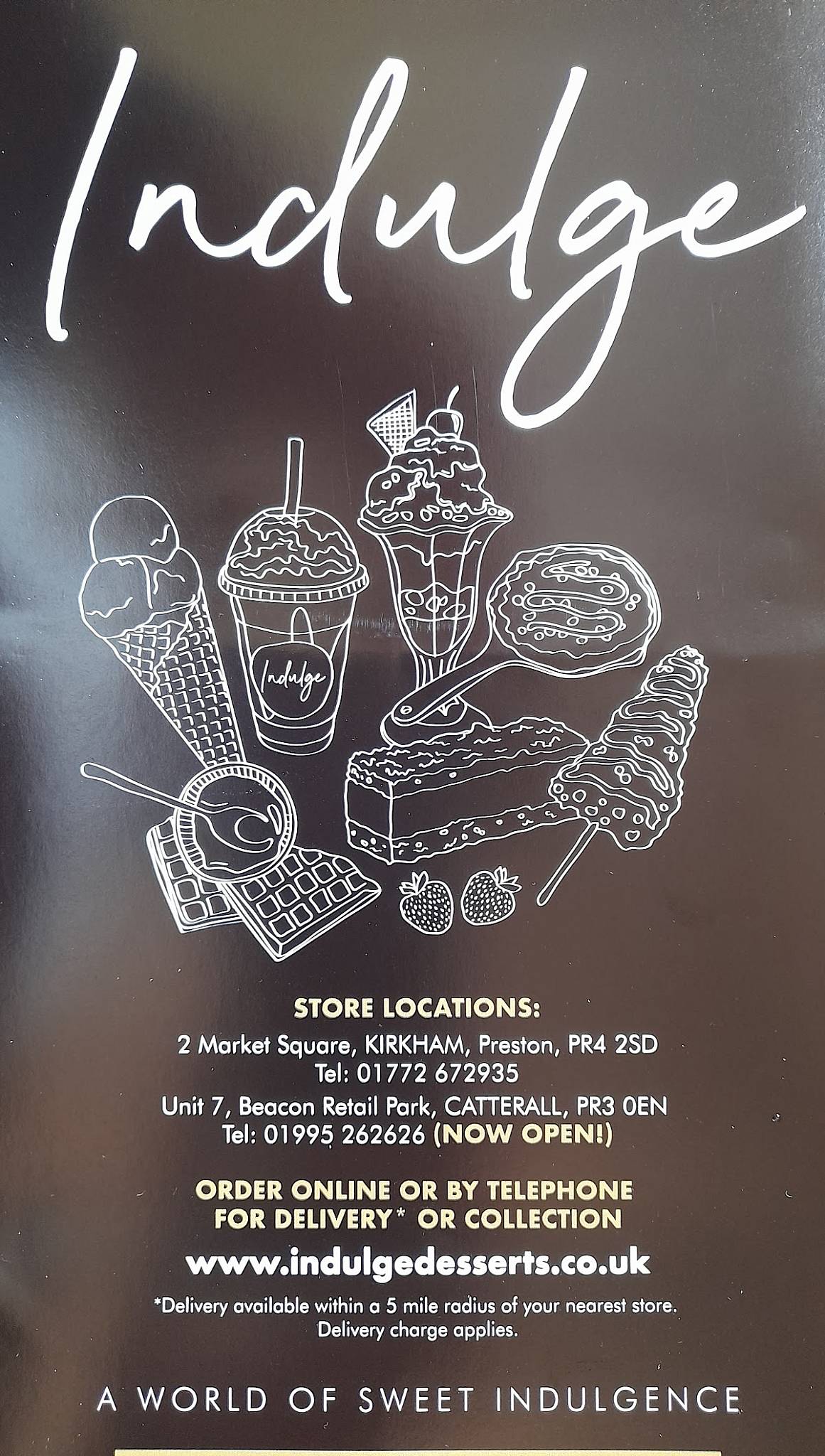 Menu at Indulge Desserts, Freckleton