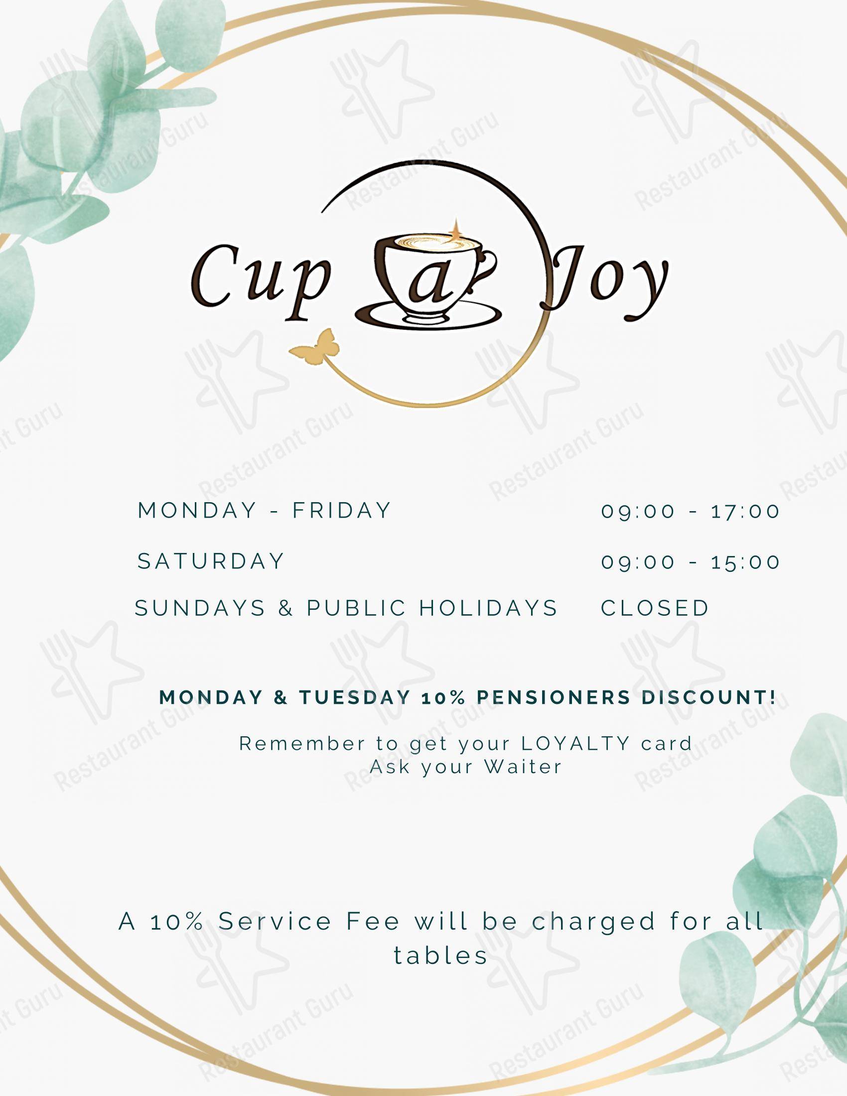 Menu at InnJoy Boutique Hotel Centurion Accommodation cafe, Centurion