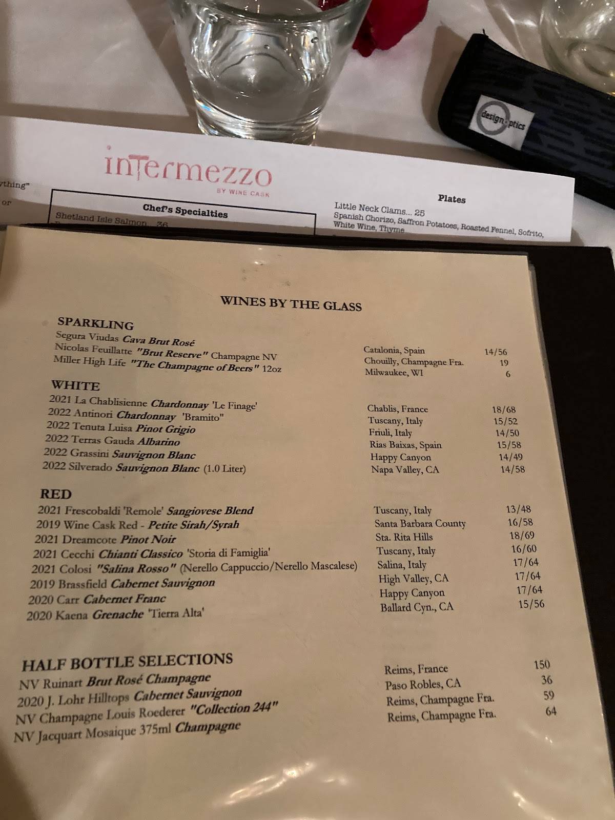 Menu at Intermezzo by Wine Cask pub & bar, Santa Barbara, 813 Anacapa St