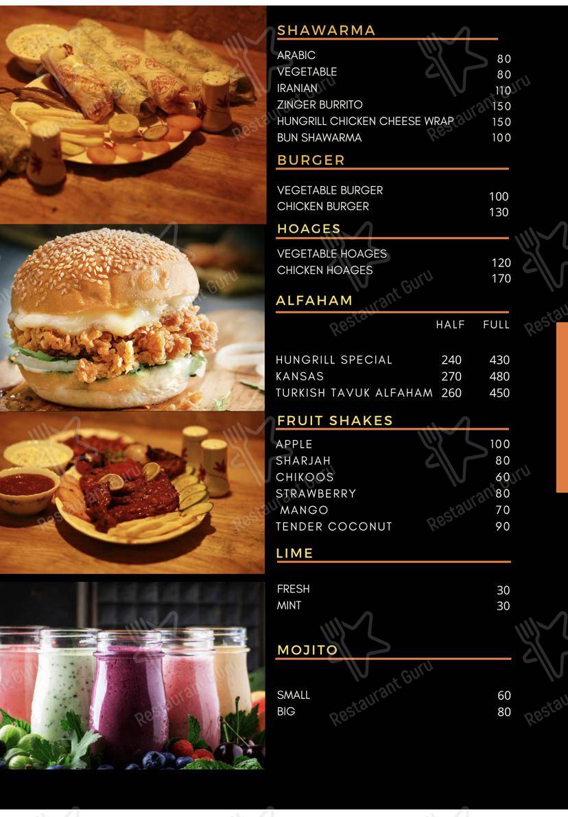 Menu at Hungrill Hub - GRILL and BBQ, Irinjalakuda, Railway Station Rd