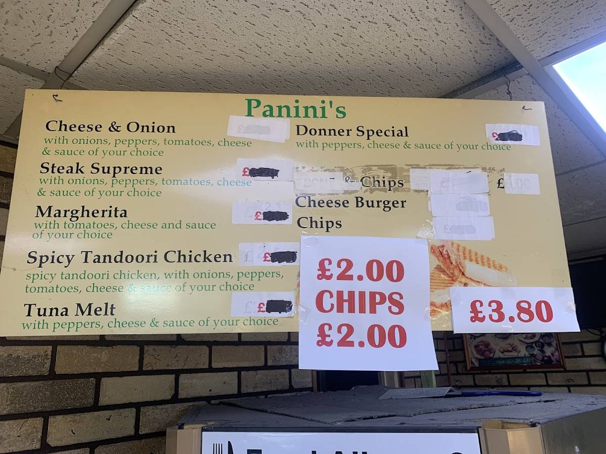 Menu at Islamic Bakery, Batley