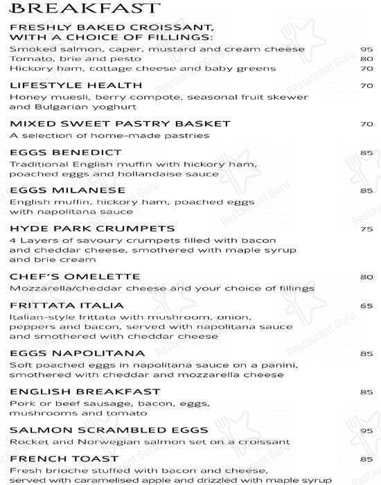 Menu at Island Bar at Southern Sun, Sandton