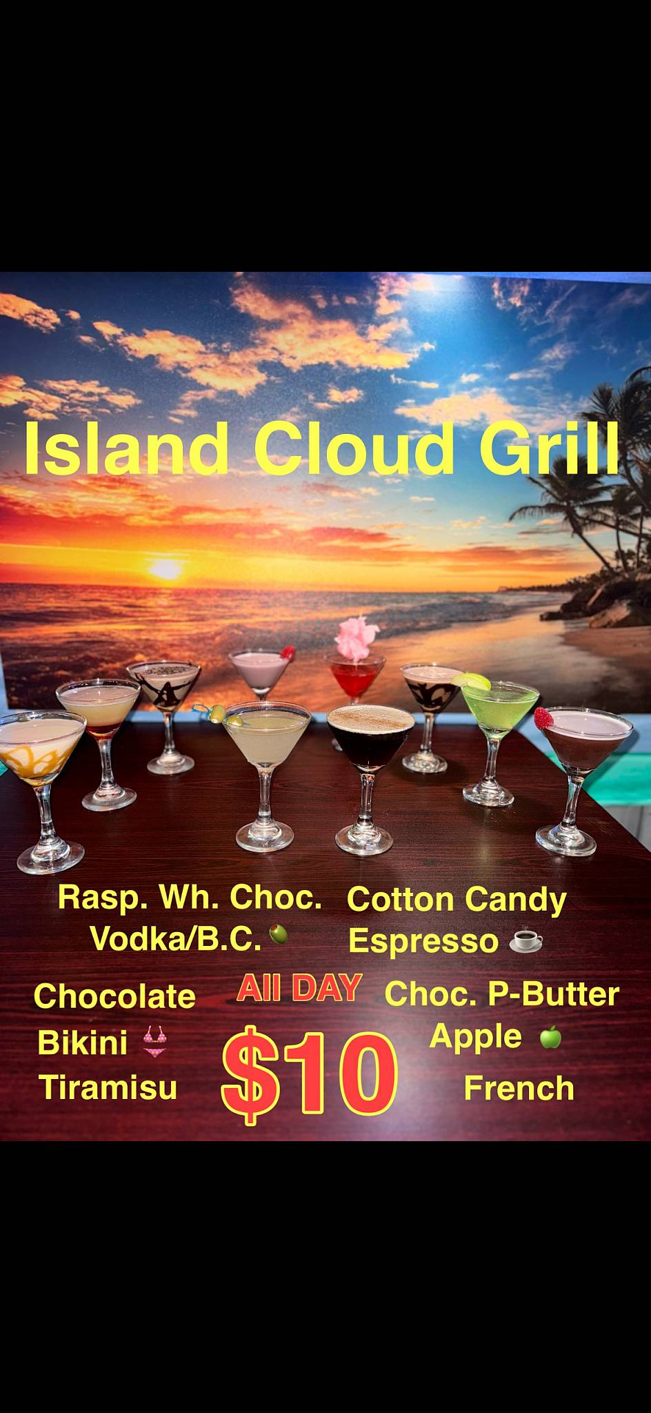 Menu at Island Cloud Grill pub & bar, Saint Cloud