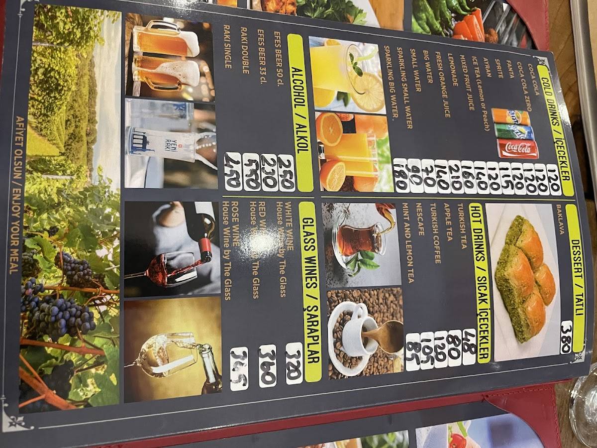 Menu at Istanbul Anatolian Cuisine, Istanbul