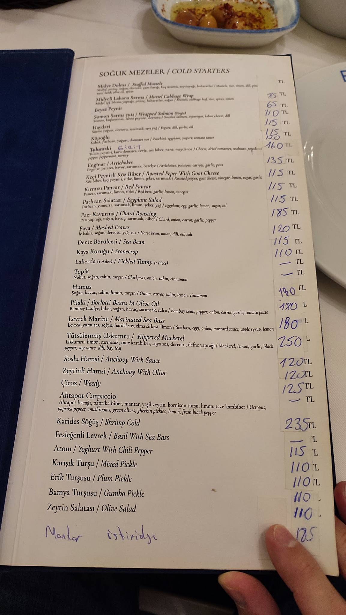 Menu at Eleos Restaurant, Istanbul, Yeşilbahçe Sk. No:7