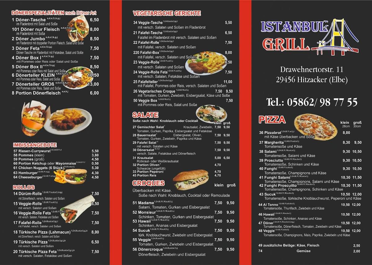 Menu au Istanbul grill restaurant, Cenon