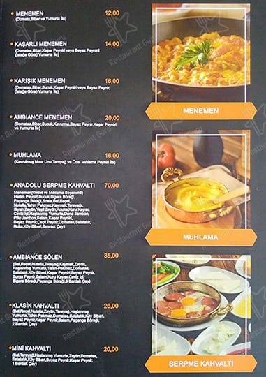 Menu at Hookah Ambiance Cafe, Istanbul