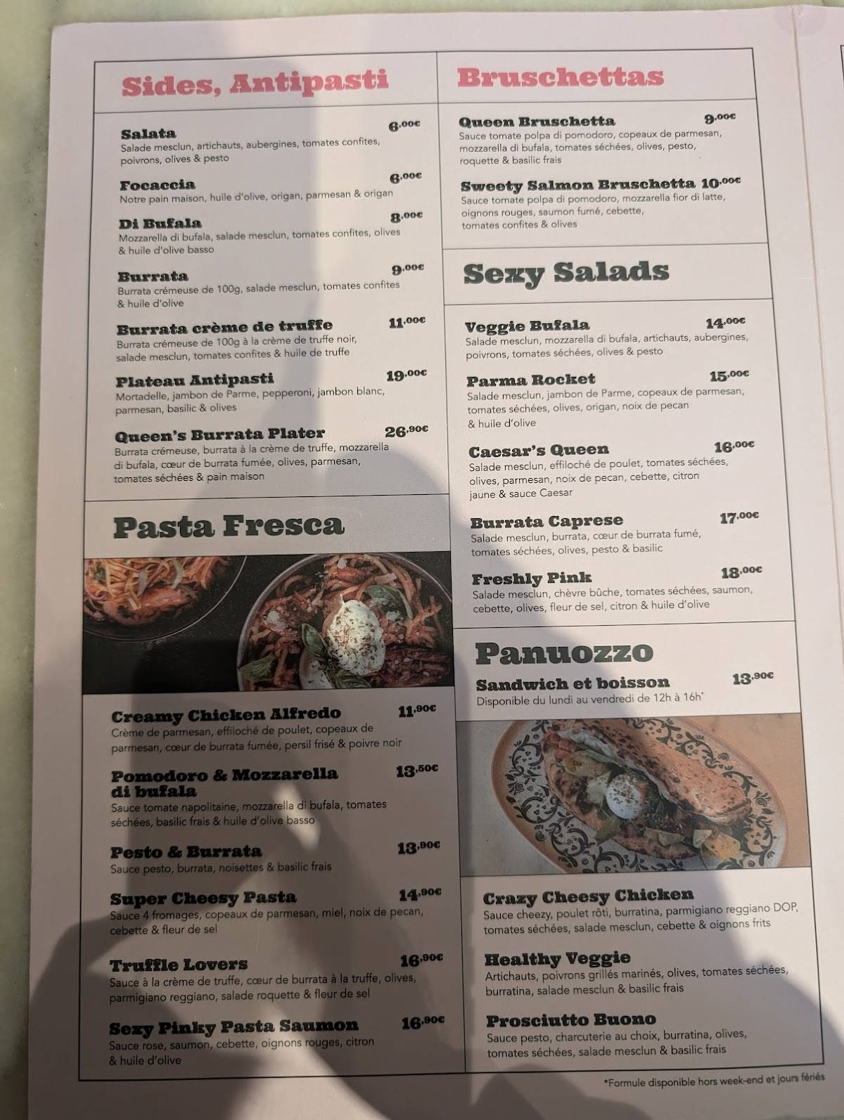 Menu at Italian Queen restaurant, Serris