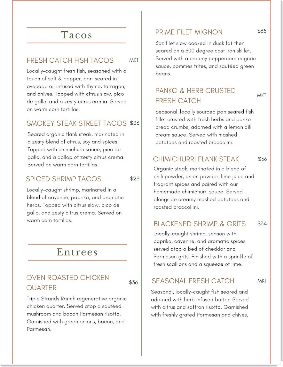 Menu at Ivy and Ale pub & bar, Fort Walton Beach