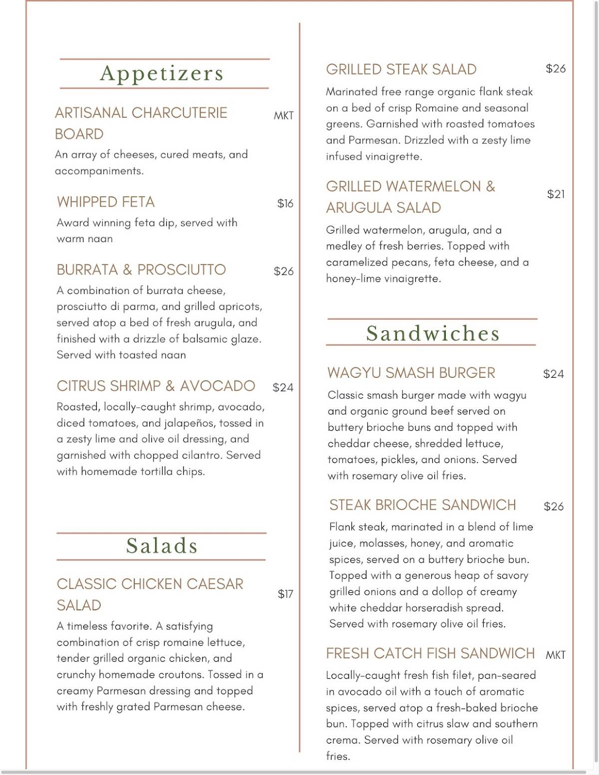 Menu at Ivy and Ale pub & bar, Fort Walton Beach