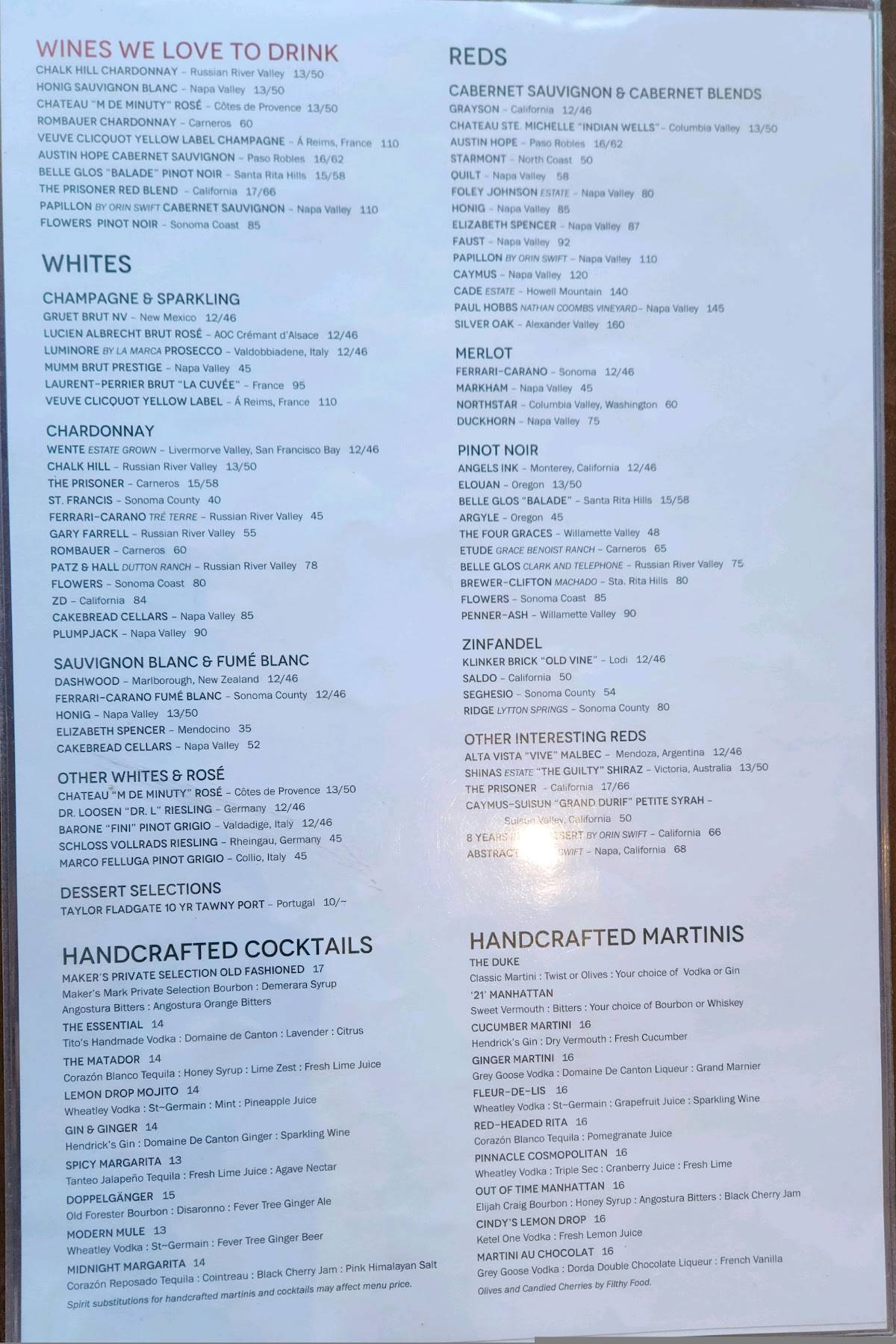 Menu at J. Alexander's Restaurant, Madison