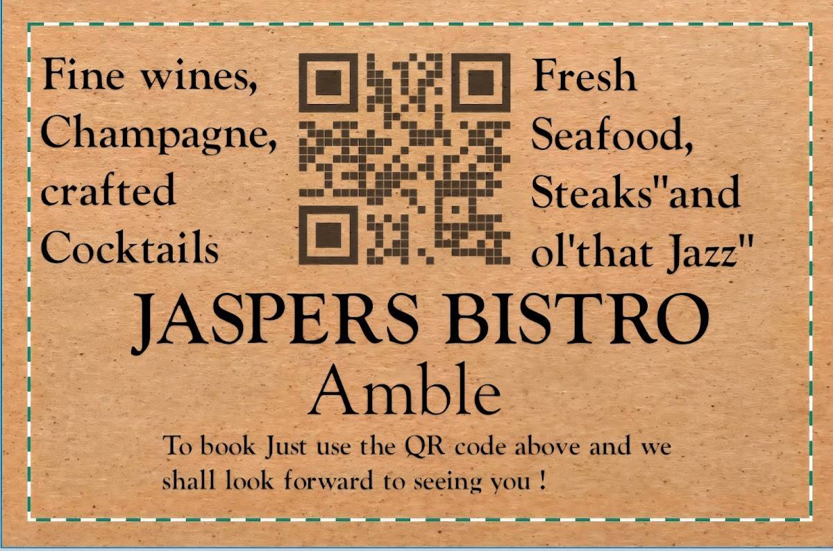 Menu at JASPERS BISTRO restaurant, Amble