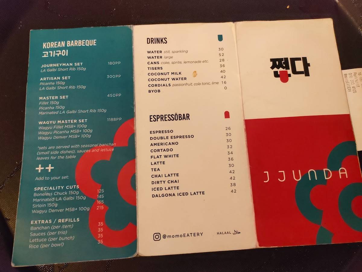 Menu at JJUNDA by Momo restaurant, Randburg