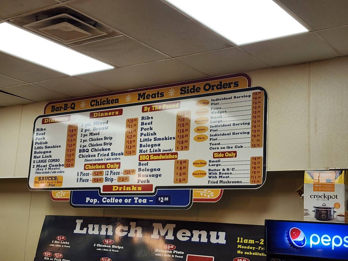 Menu at JL's Barbeque, Pryor, S Mill St