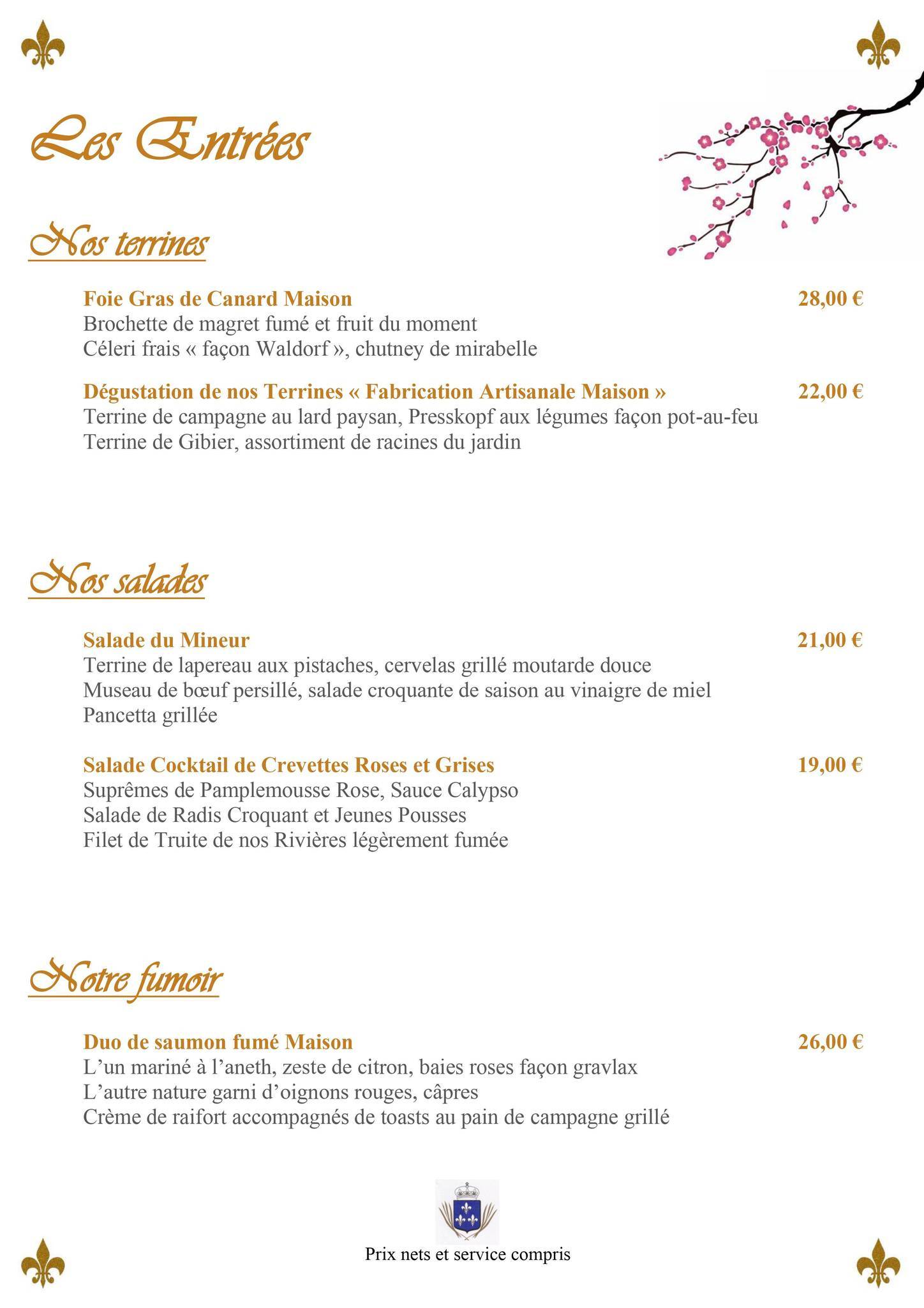Menu au La Grange de Condé restaurant, Condé-Northen