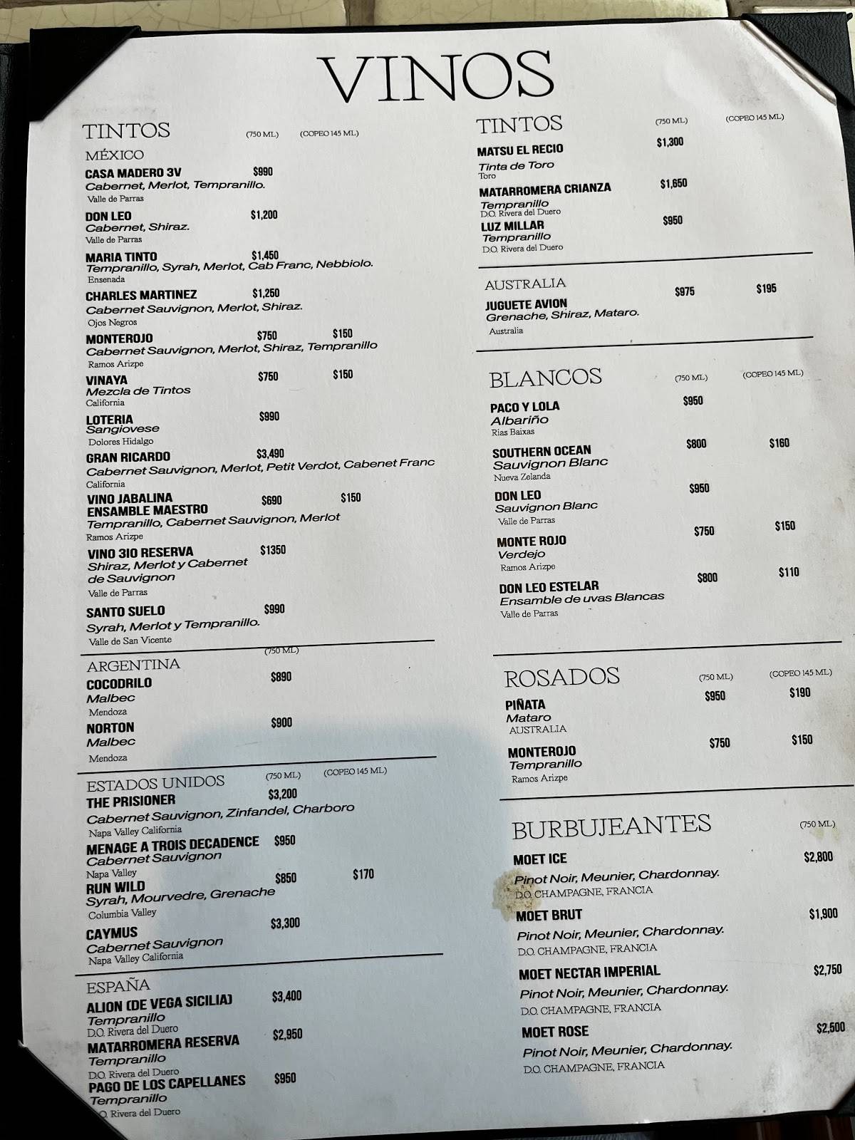 Carta del restaurante Jabalina Park Point (Cumbres), Monterrey