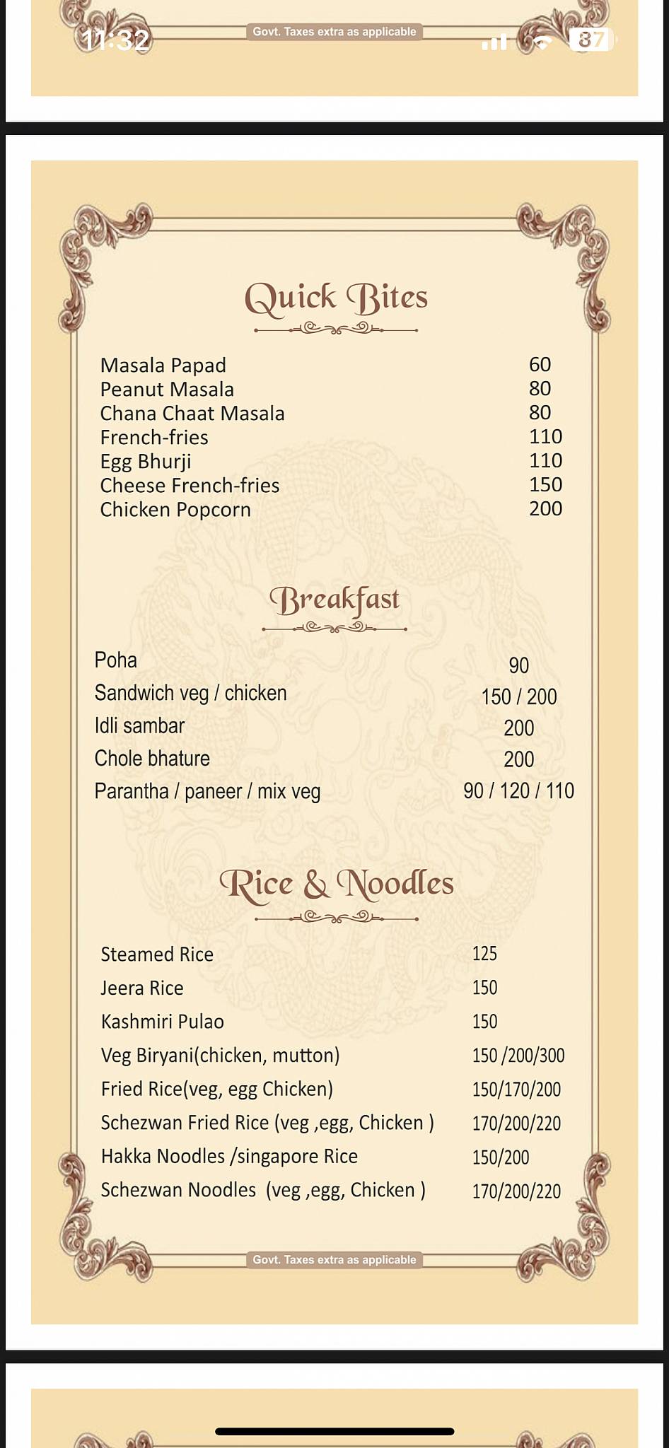 Menu at Re Kitchen And MRP Bar, Jaipur