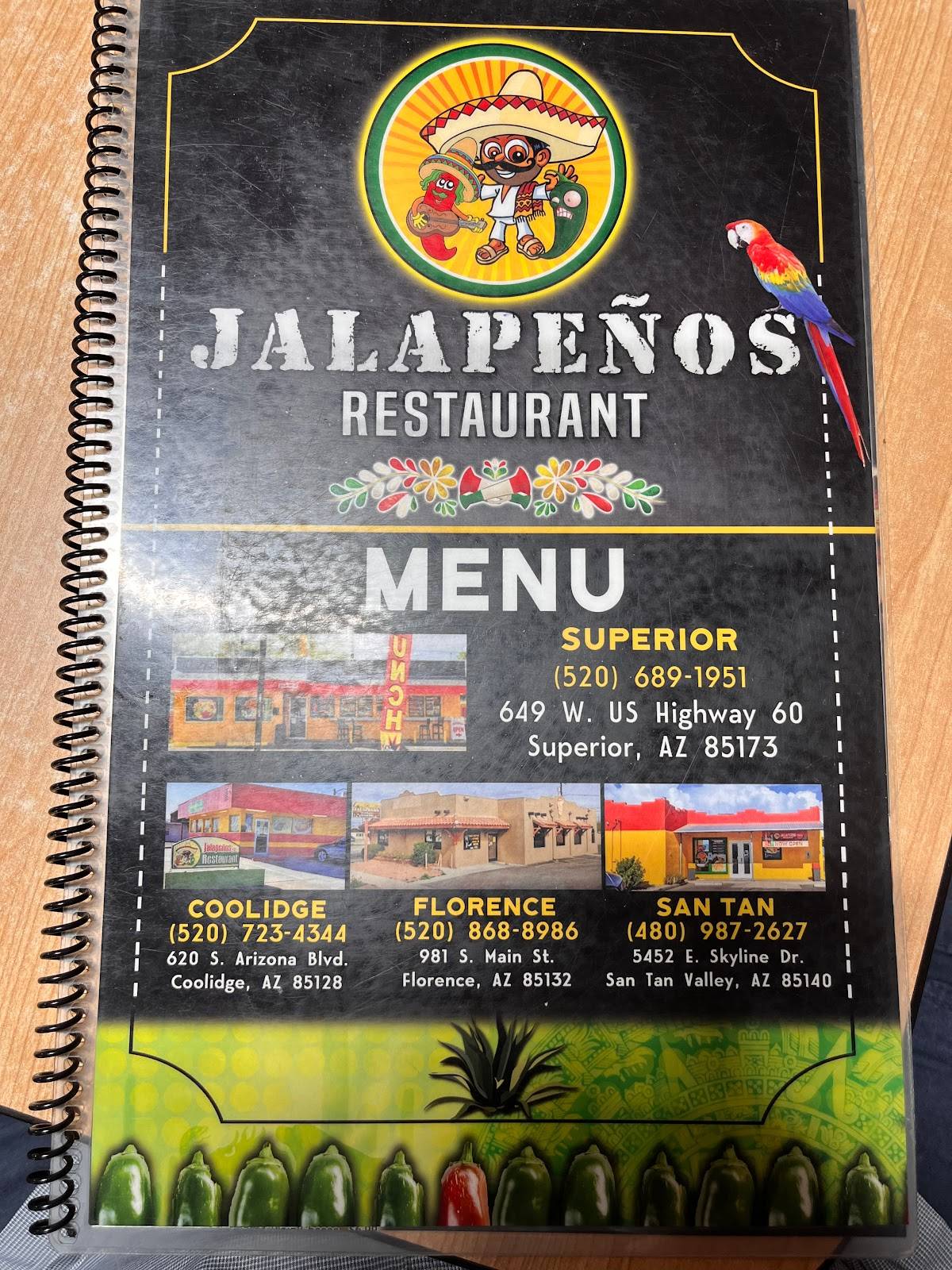 Menu at Jalapeños restaurant, Superior