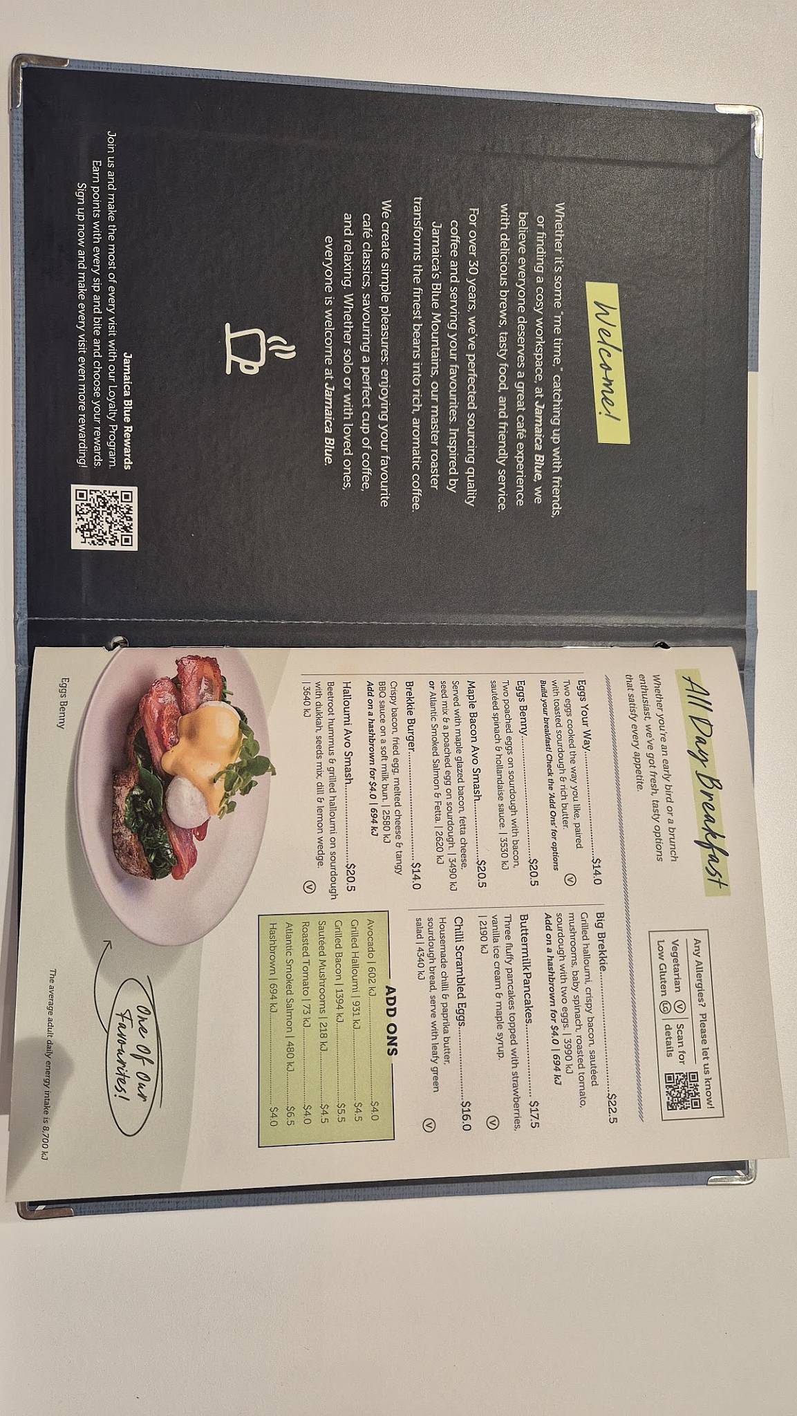 Menu at Jamaica Blue Joondalup cafeteria, Connolly, Lakeside Joondalup ...