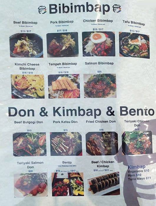 Menu at Jang go mama restaurant, Melbourne