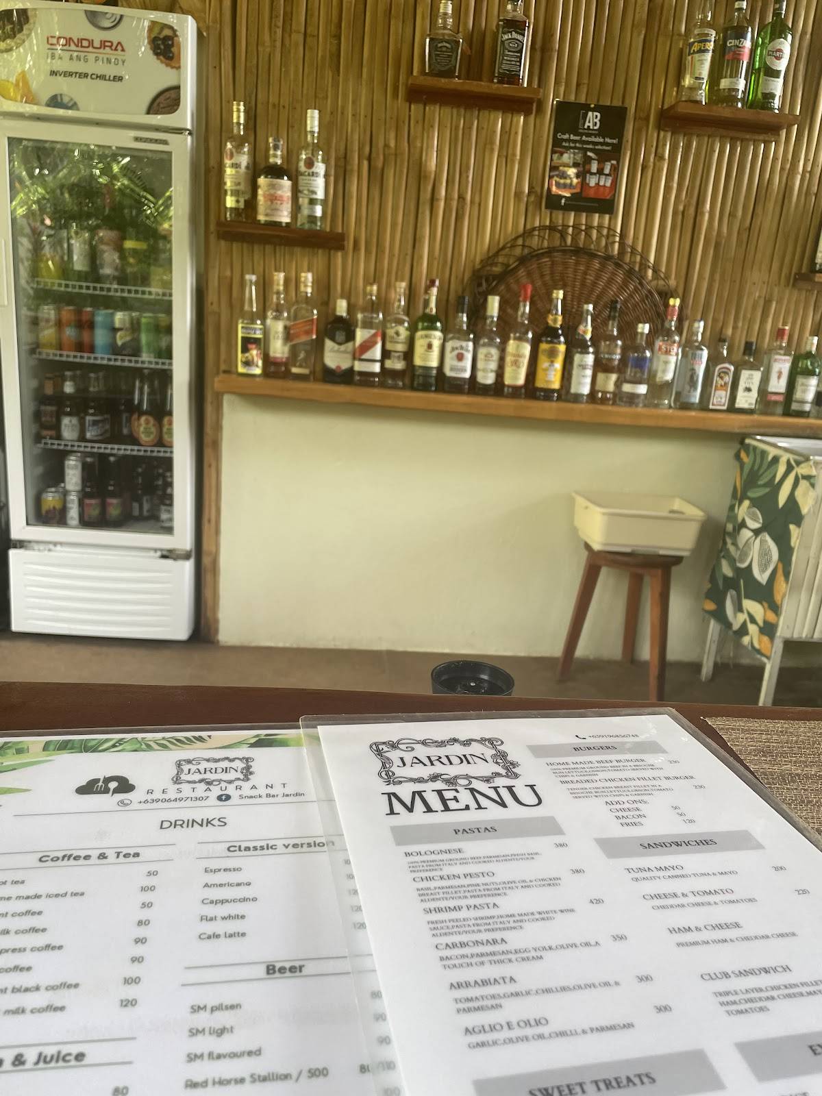 Menu at Jardin Restaurant, Dauin