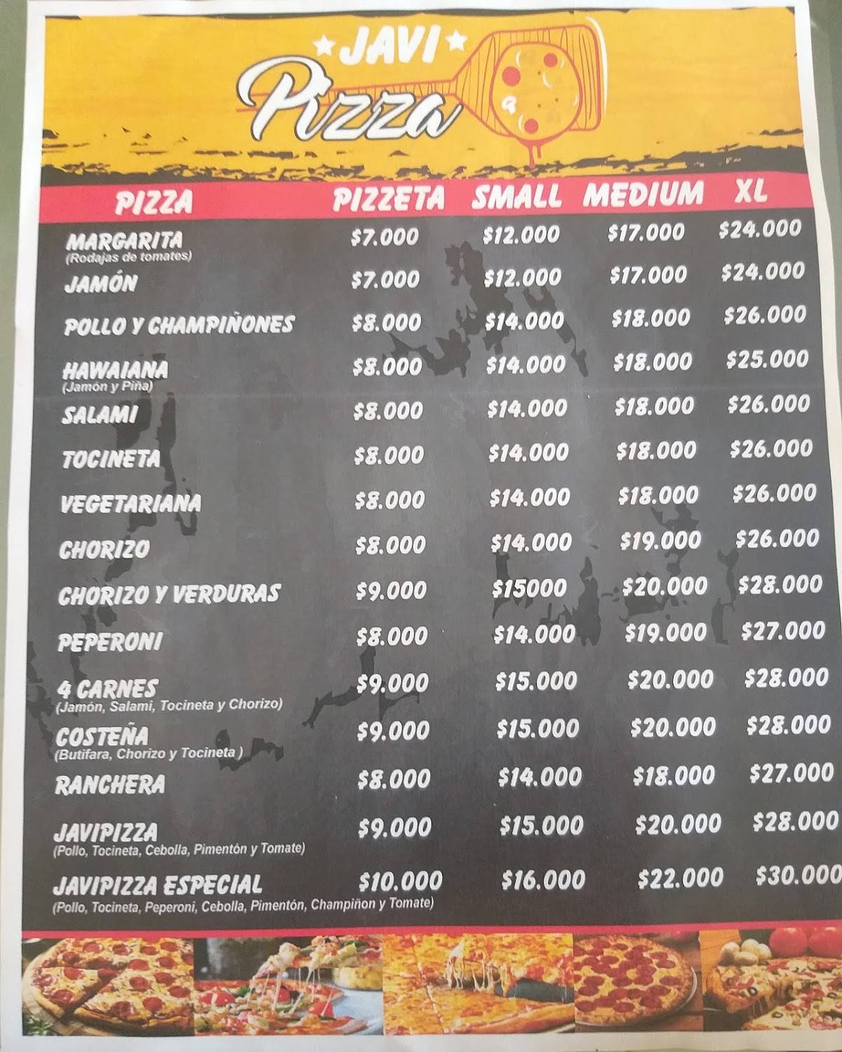 Menu at Javi pizza restaurant, Colombia, Tv. 44b #2669