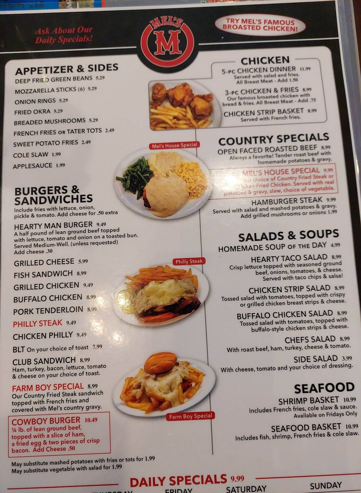 Menu at MEL'S. cafe, Jefferson City