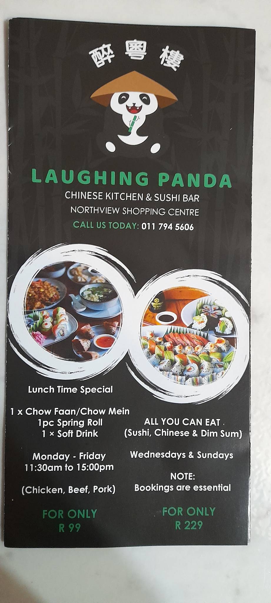 Menu at Laughing Panda restaurant, Randburg