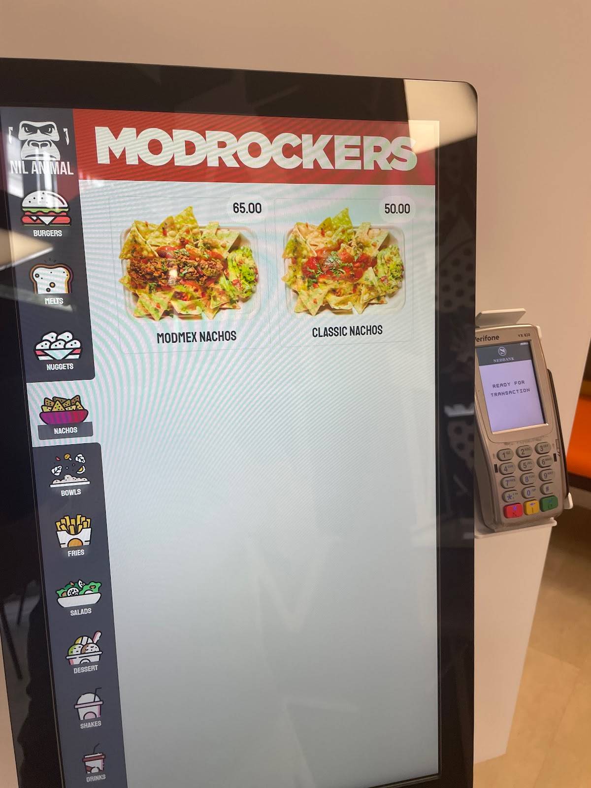 Menu at MOD restaurant, Johannesburg