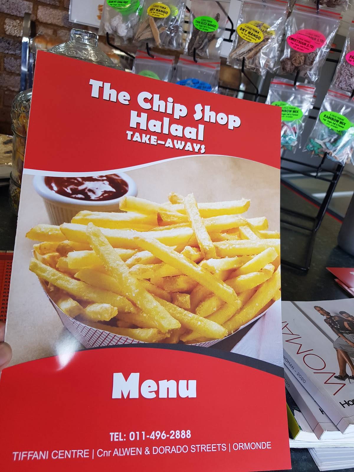 Menu at The Chip Shop restaurant, Johannesburg
