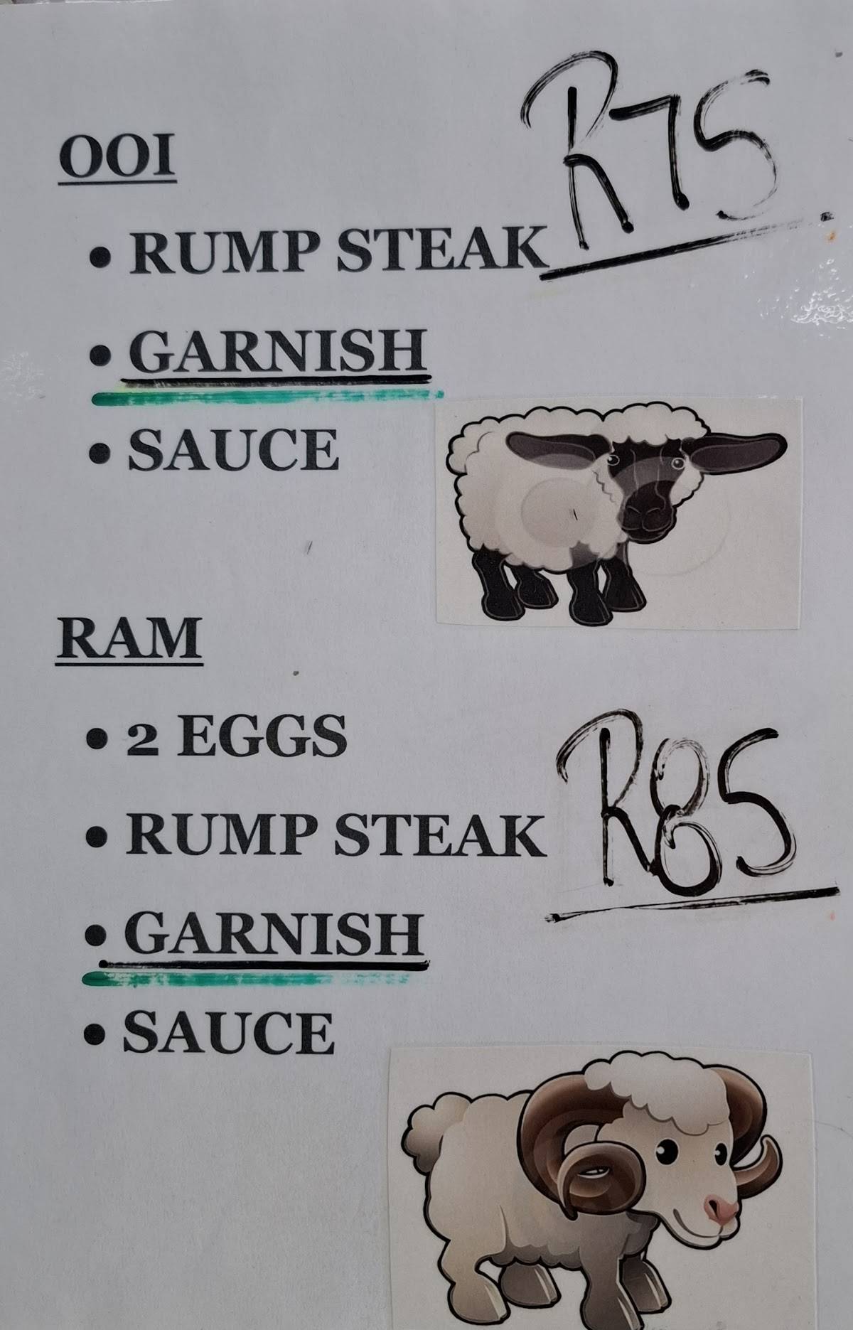 Menu at Vetkoek Paleis restaurant, Roodepoort, 37A Anstruther St