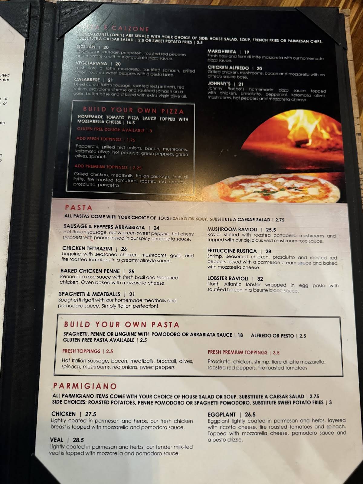Menu at Johnny Rocco's Italian Grill pub & bar, Niagara Falls