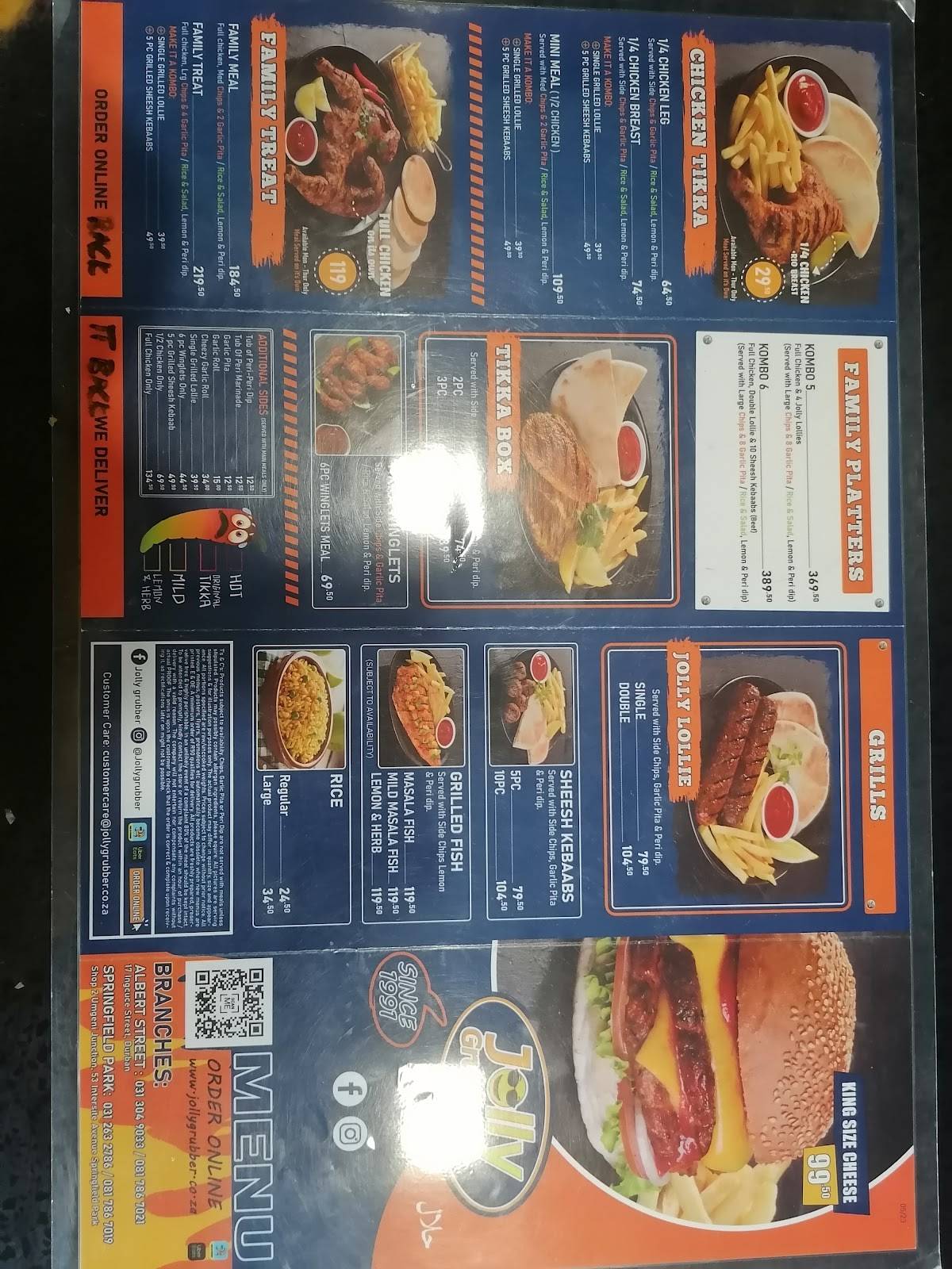 Menu at Jolly Grubber restaurant, Durban, shop 2 53 intersite avenue ...