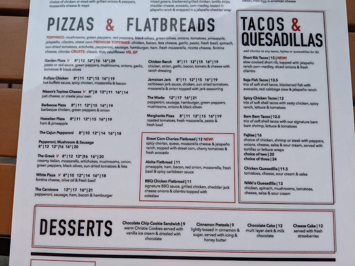 Menu at Jonathan’s Grille pub & bar, East Ridge