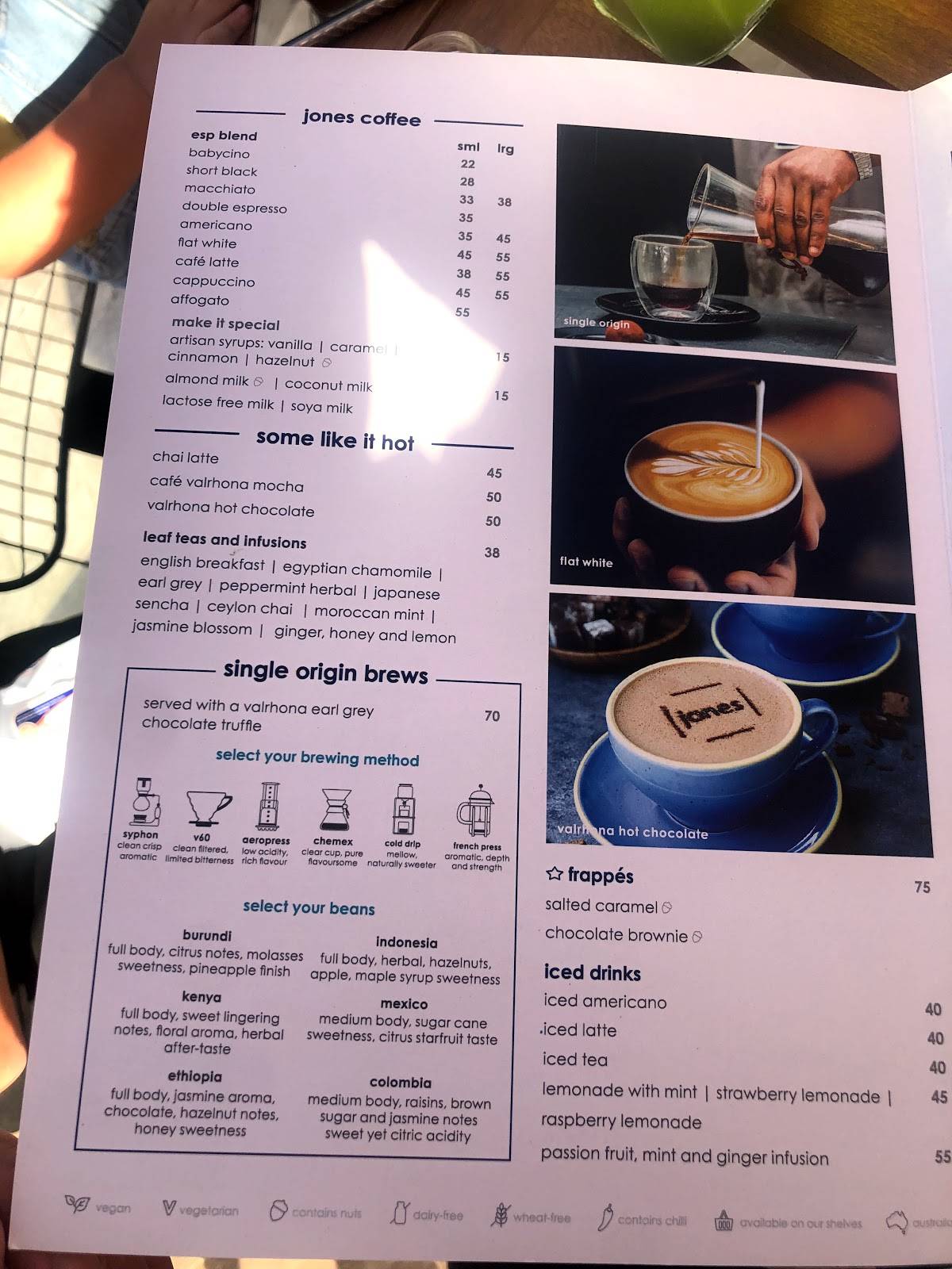 Menu au Jones the Grocer - O1 Mall restaurant, Nouveau Caire