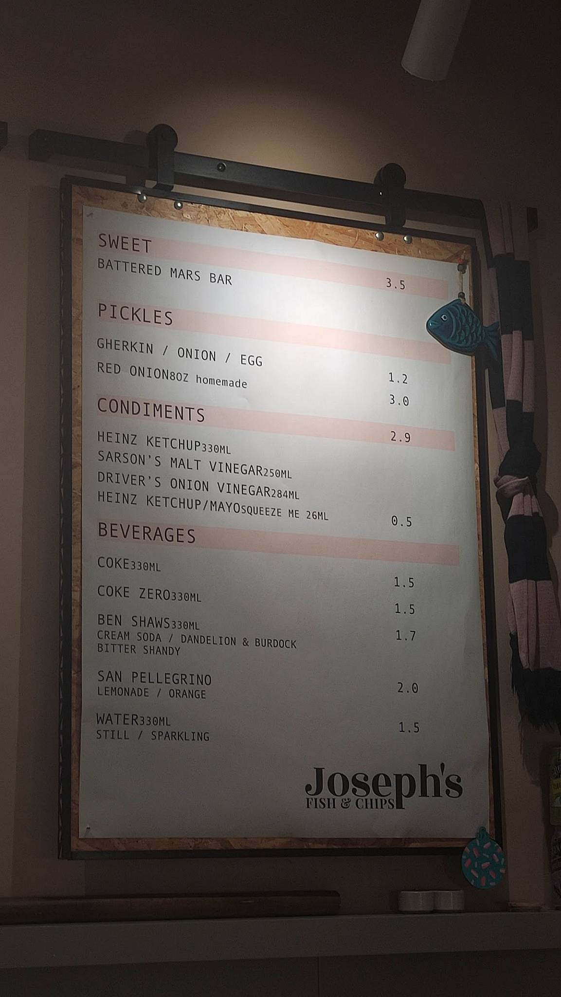 Menu at Joseph's Fish & Chips - Dulwich restaurant, London