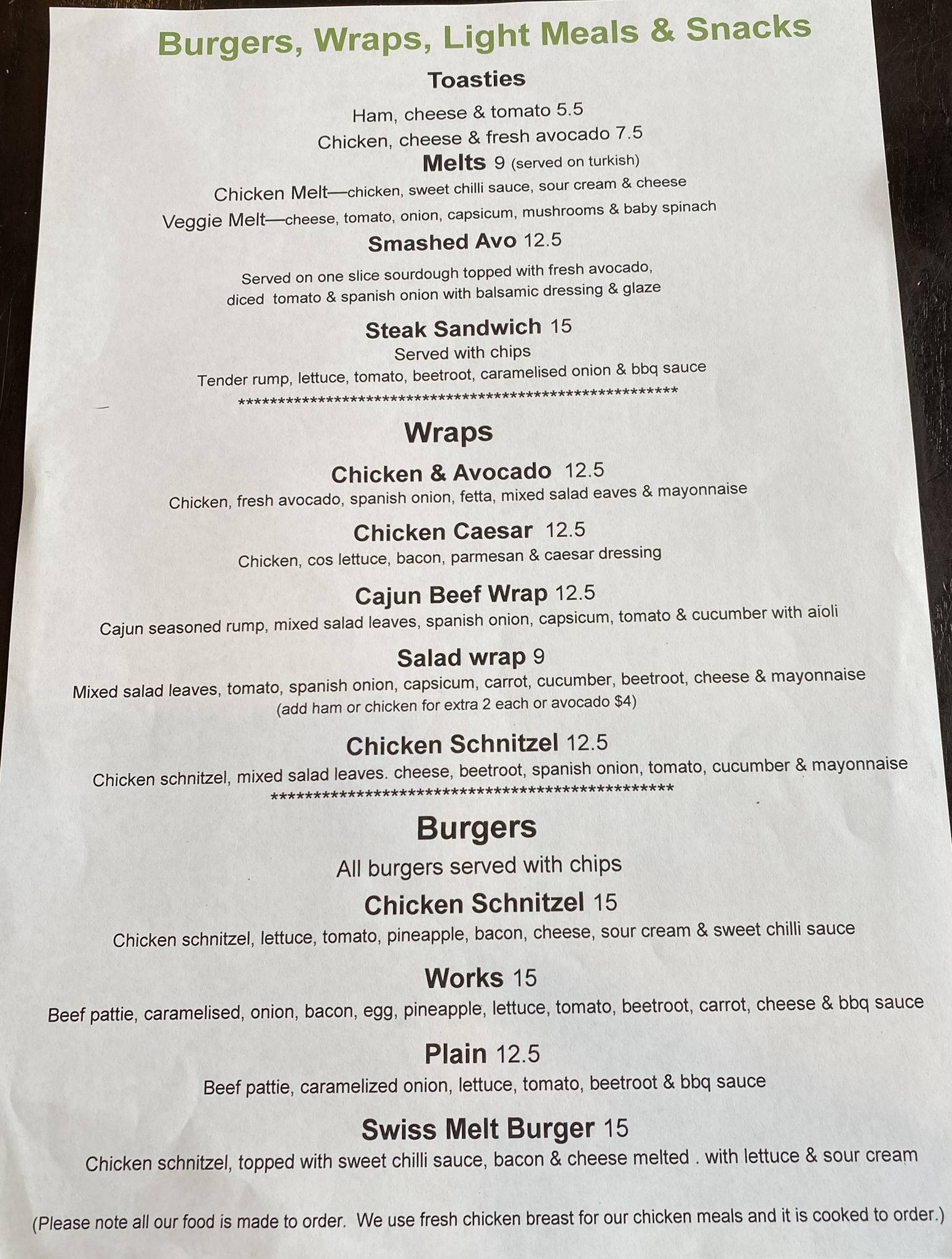 Menu at Jules by The Lake cafe, Rathmines