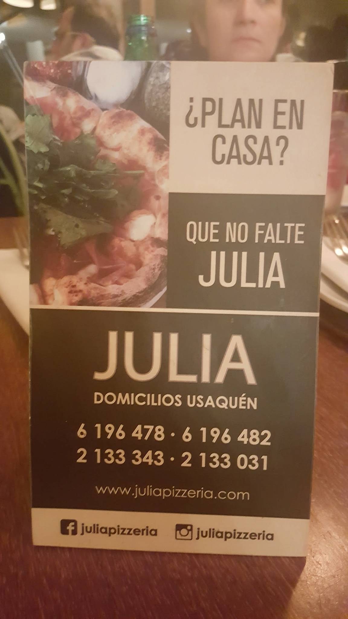 Carta de Julia Pizzeria Usaquén, Bogotá, Cl. 119b #6-31
