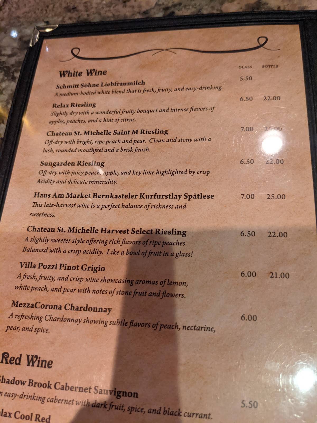 Menu at Julia's German Stammtisch restaurant, Columbia, 120 ...