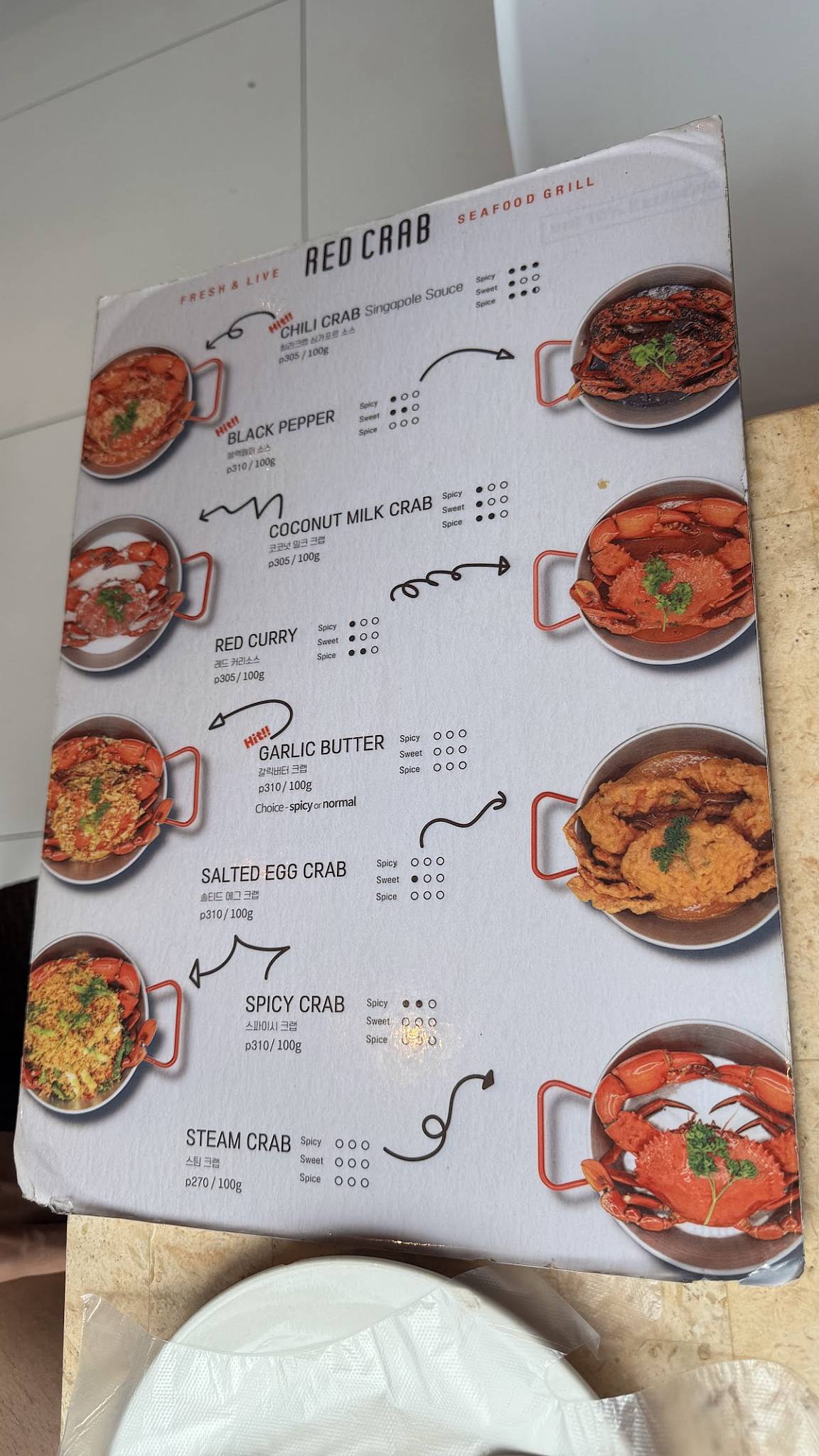 Menu at Jumbo Crab Bohol restaurant, Panglao