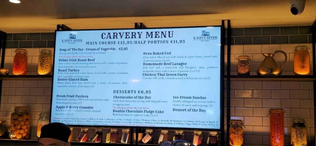 Menu at K Sixty Seven Swords pub & bar, Dublin, North street swords ...