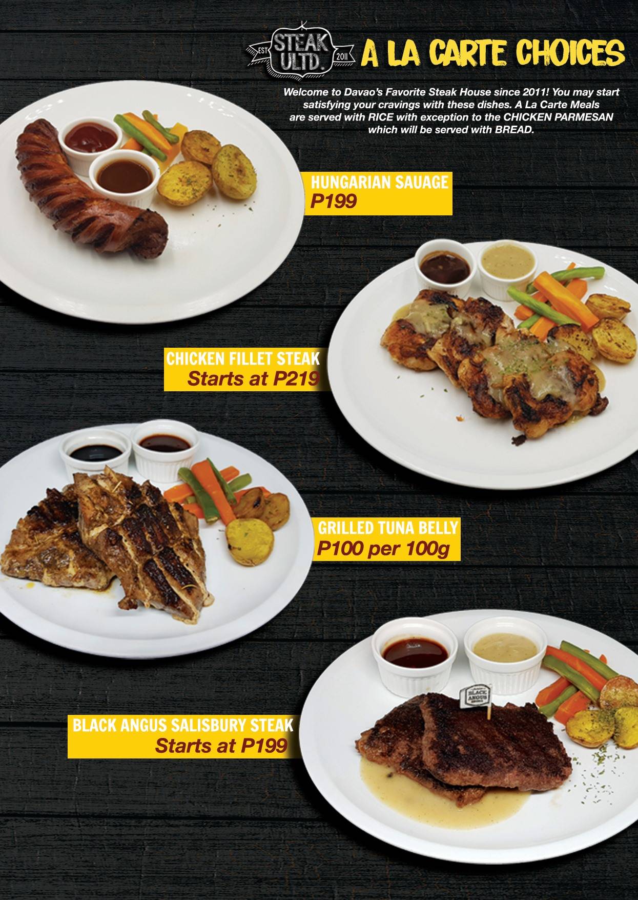 Menu at K Steak Unlimited steakhouse, Davao City, 3JJ2+JXP