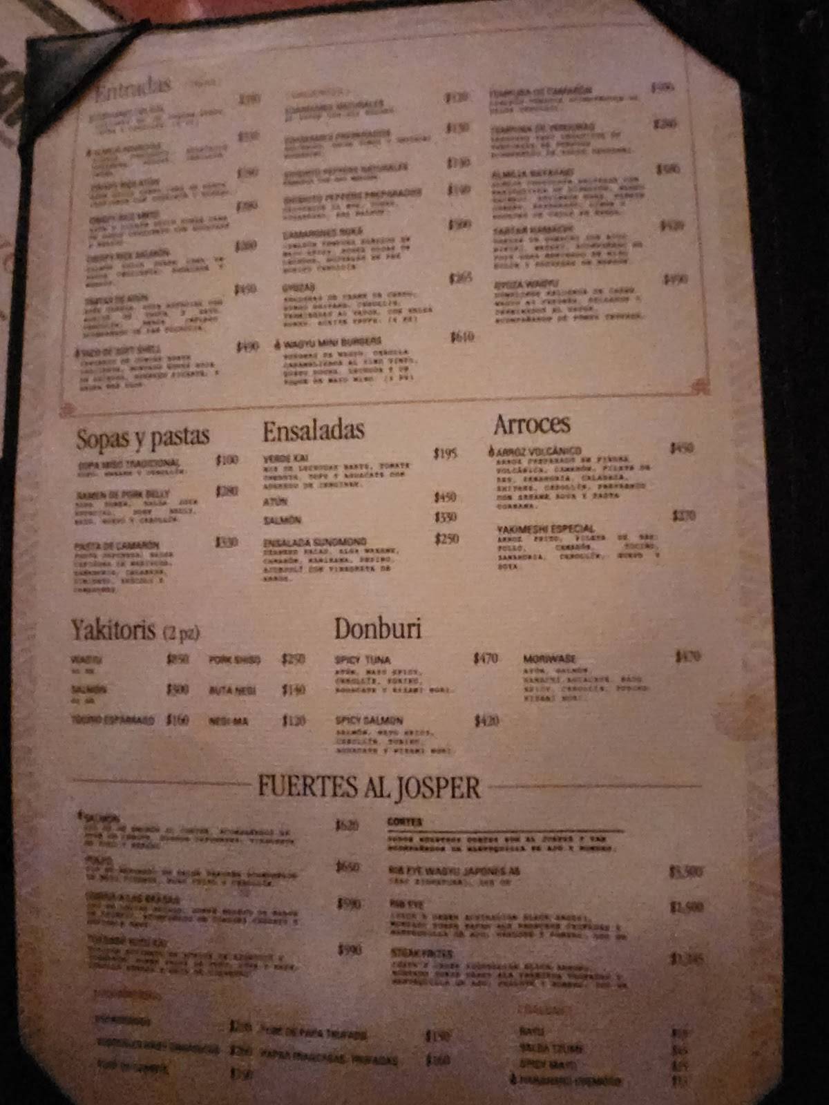 Menu at KAI Restaurant, Cancún, Plaza