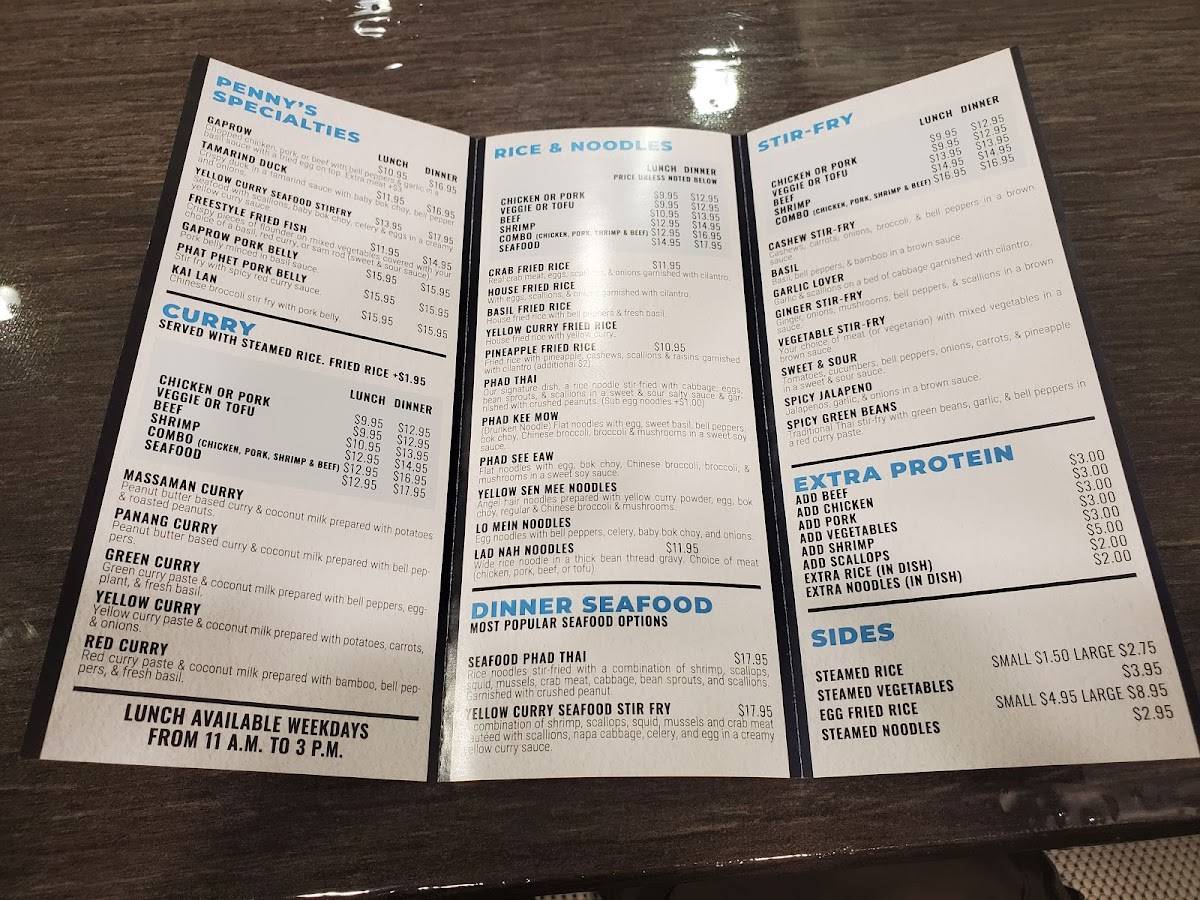 Menu at KC Thai restaurant, Overland Park